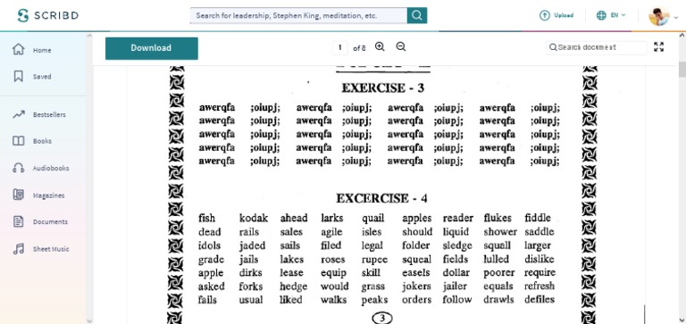 Typing Exercise 2 | PDF