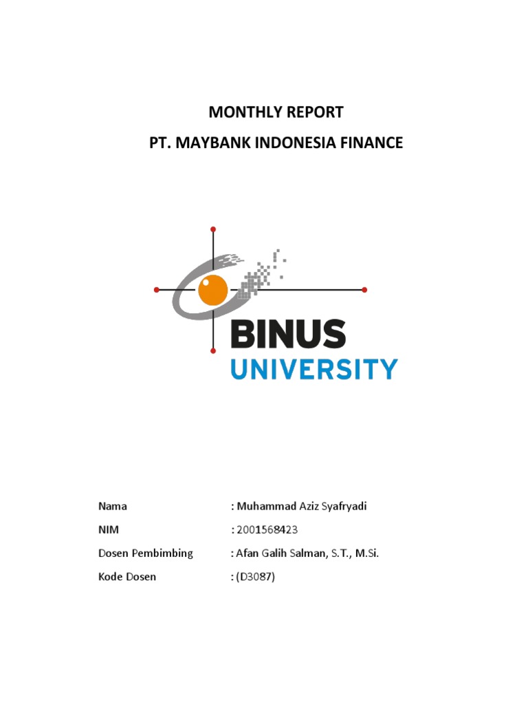 Monthly Report Contoh Binus Industry Experience | PDF