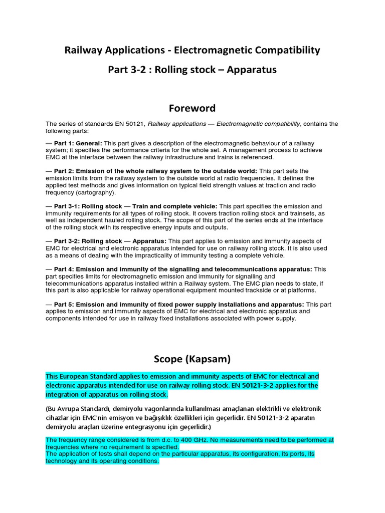 En 50121-3-2 | PDF | Electromagnetic Compatibility | Rail Transport