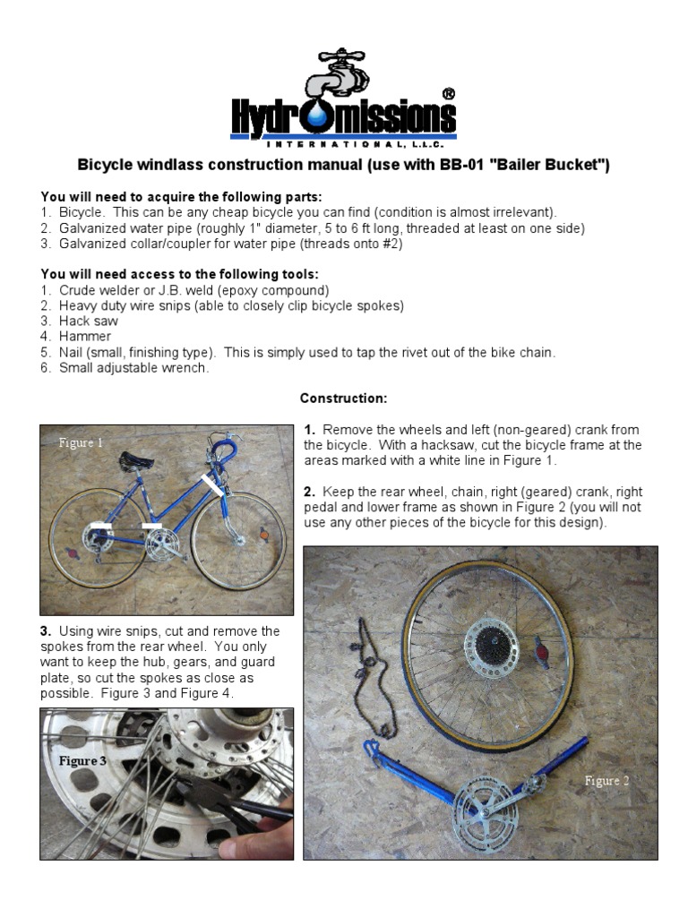 Bicycle Windlass Construction Manual (Use With BB-01 "Bailer Bucket ...