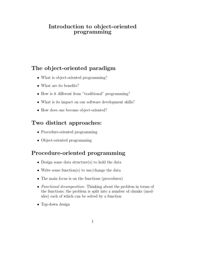 Introduction To Object-Oriented Programming | PDF | Class (Computer ...