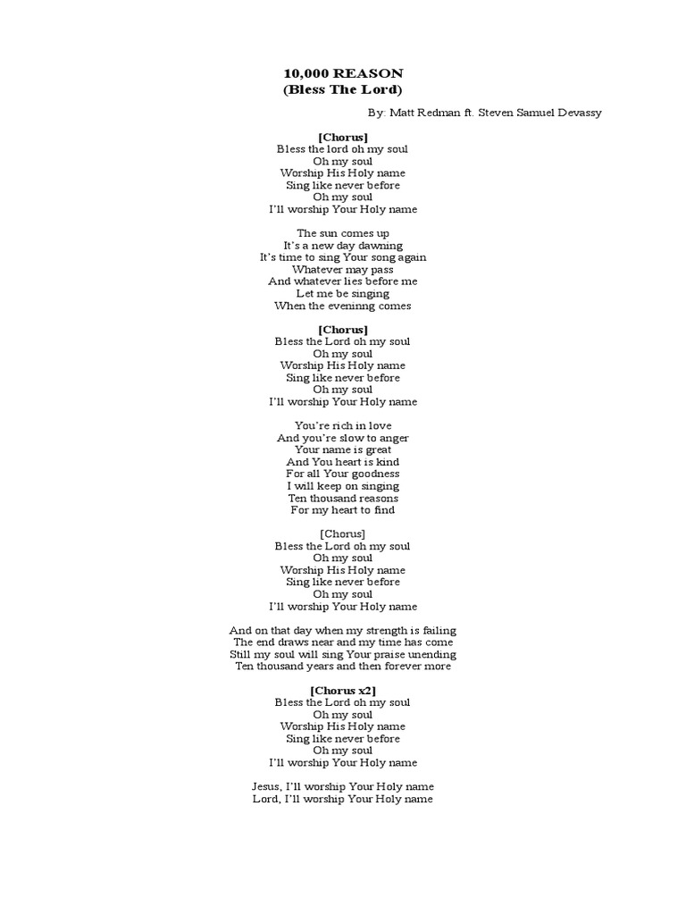 10000 Reasons Lyrics