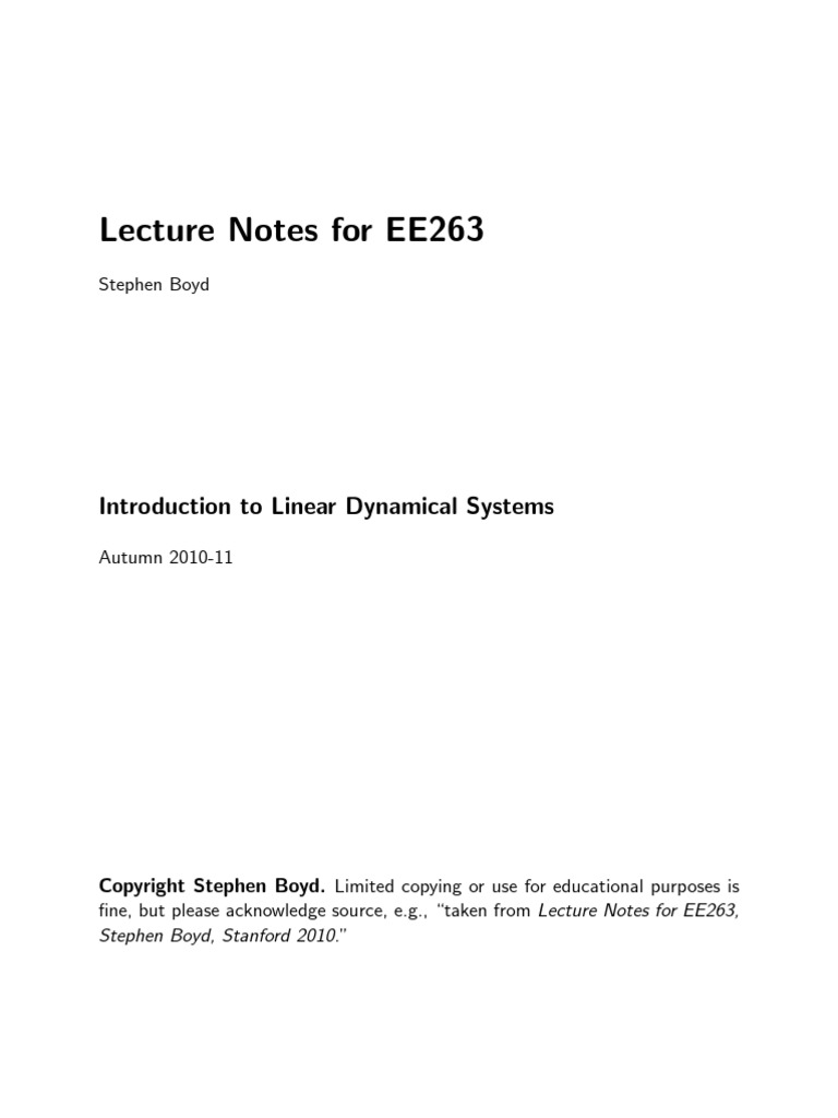 Ee263 Course Reader | PDF | Linear Algebra | Basis (Linear Algebra)