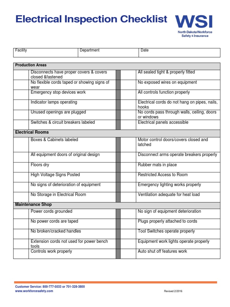 Electrical Safety Inspection Checklist | PDF | Electrical Engineering ...