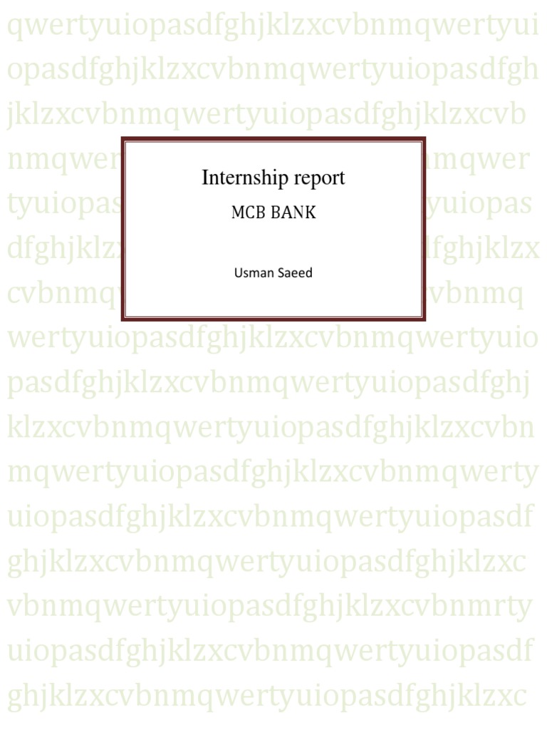MCB Bank Internship Report Overview | PDF | Cheque | Debit Card