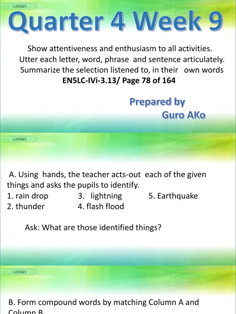 English 5 Quarter 4 Week 9 D1-5 | PDF | Nature