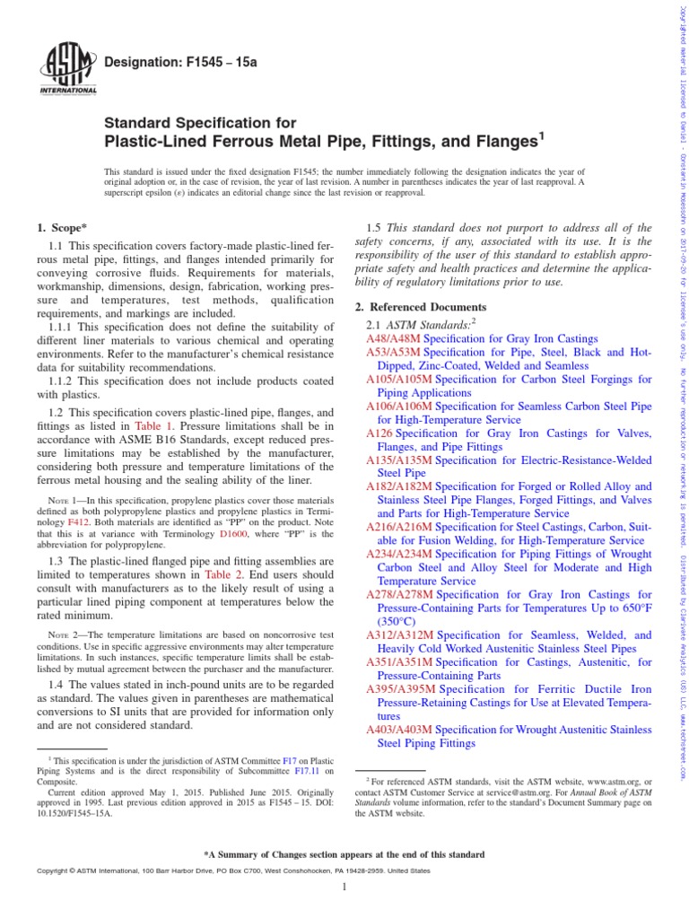 F1545 15a PDF | PDF | Pipe (Fluid Conveyance) | Steel