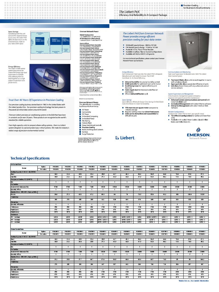 Specifications and Technical Data for Air Cooled and Water Cooled Data ...