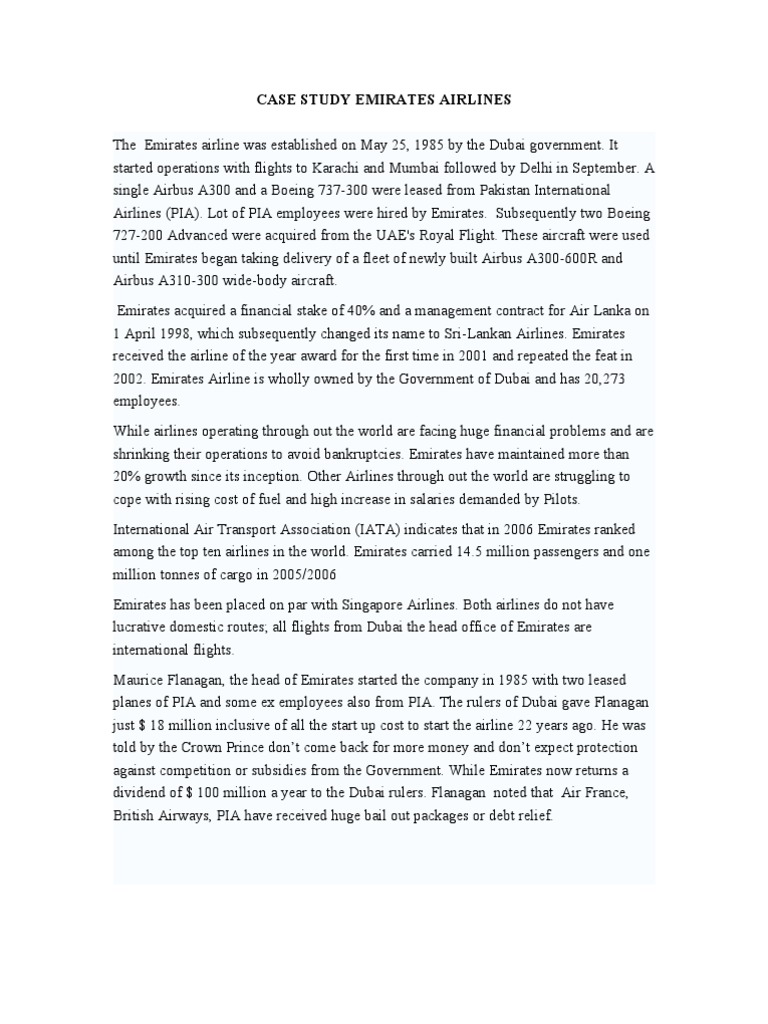 Case Study Emirates Airlines | PDF | Emirates (Airline) | Airlines