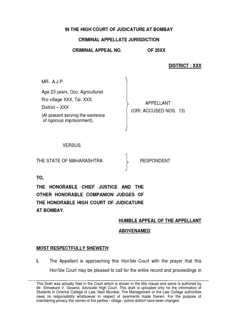 Analysis of an Appeal Against Conviction for Murder Seeking to Quash ...