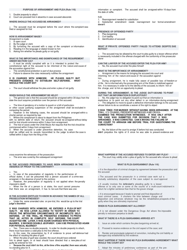 Rule 116 and Rule 126 Rules of Court | PDF | Search And Seizure | Arraignment