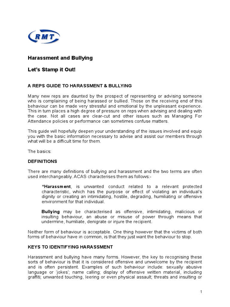 Guide to Addressing Harassment & Bullying | PDF | Harassment | Bullying