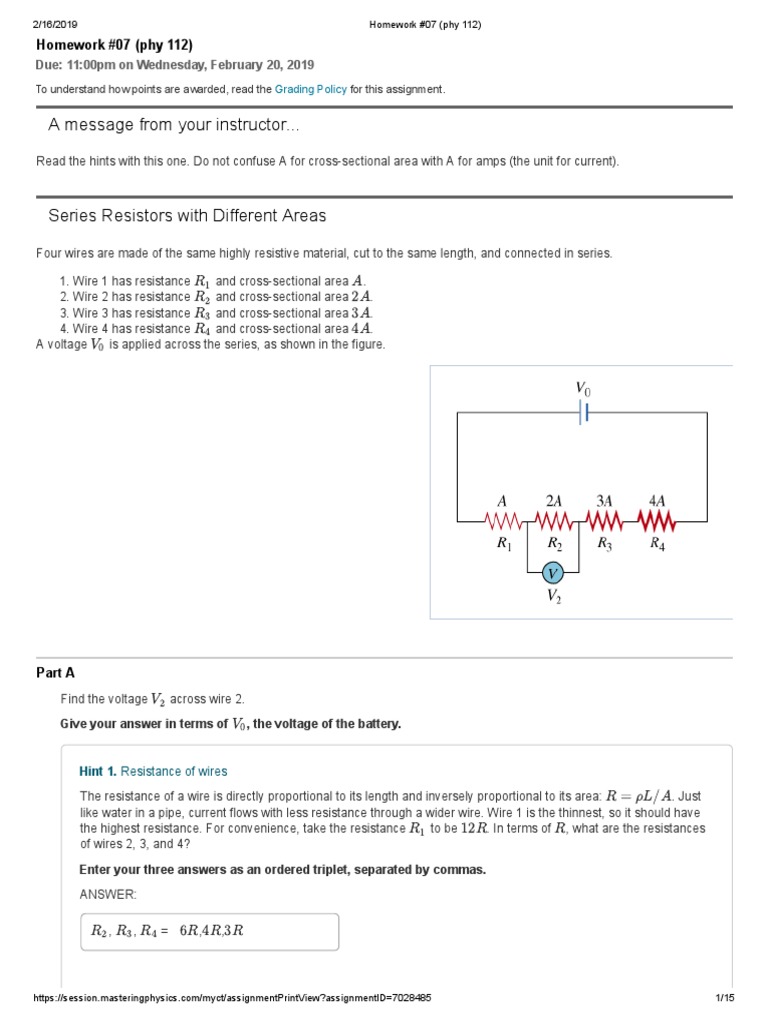 Homework #07 (Phy 112) Solutions | PDF | Series And Parallel Circuits | Electrical Resistance ...