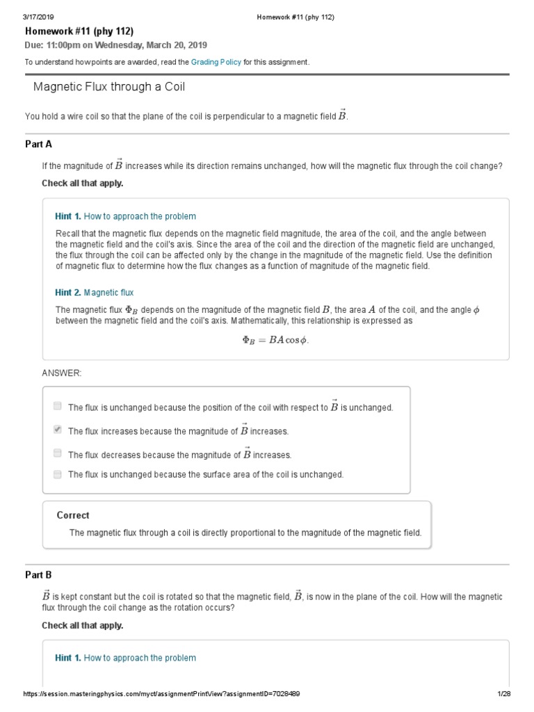 Homework #11 (Phy 112) Solutions | PDF | Electromagnetic Induction ...
