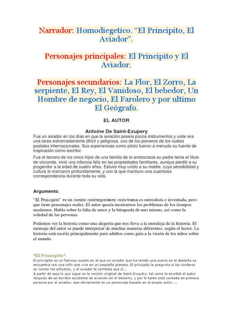 Biografía de Antoine de Saint-Exupéry | PDF | El Principito