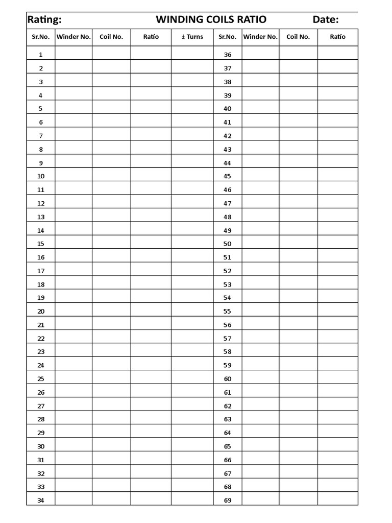 Winding Coils Ratio Formate | PDF