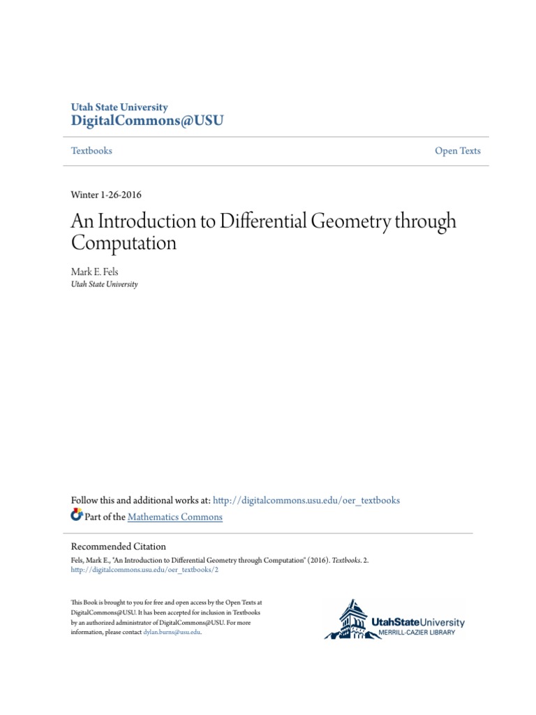 An Introduction To Differential Geometry Through Computation PDF | PDF ...