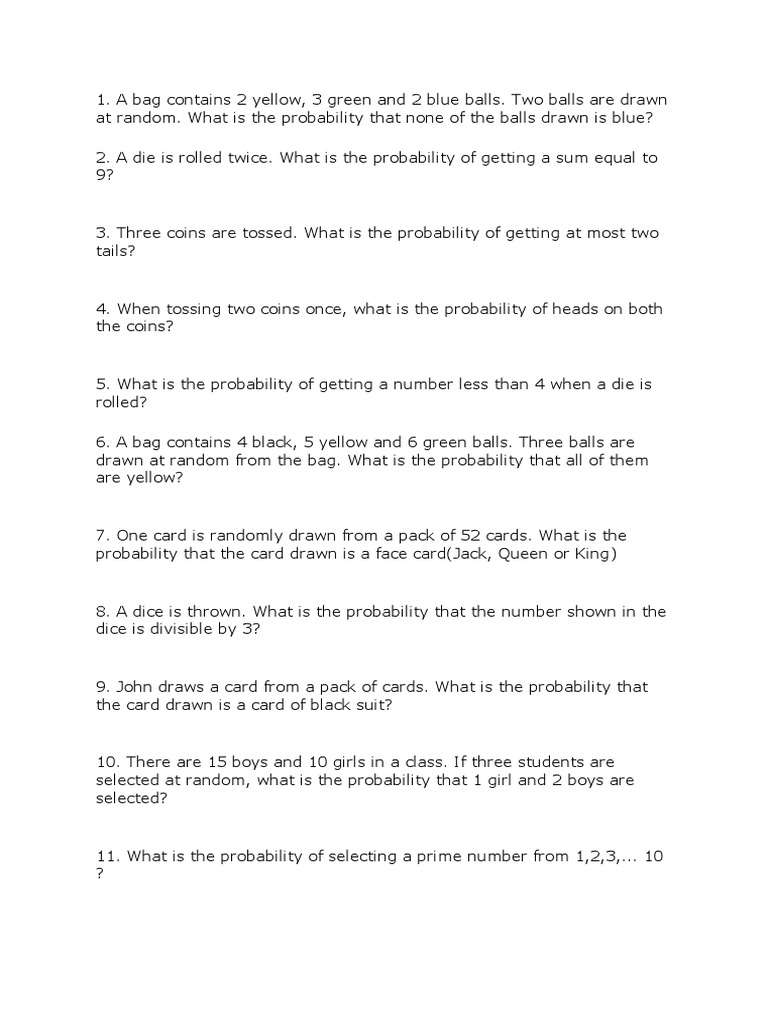 Probability Question | PDF | Playing Cards | Probability