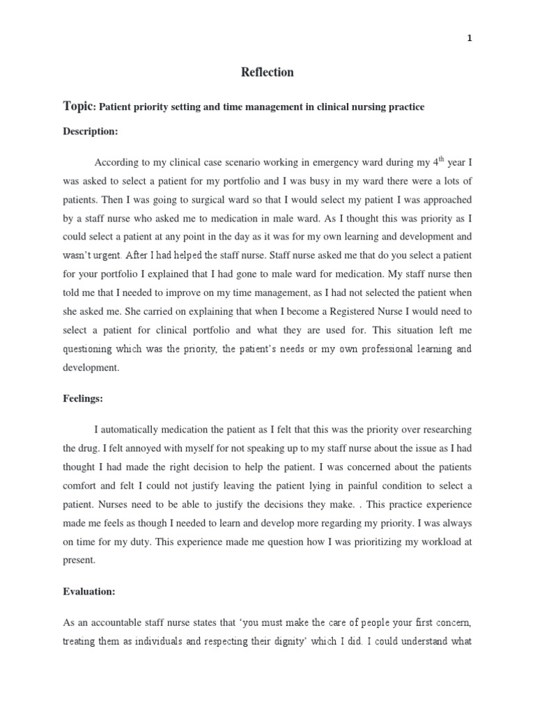 Time Management Reflective Log | PDF | Nursing | Time Management