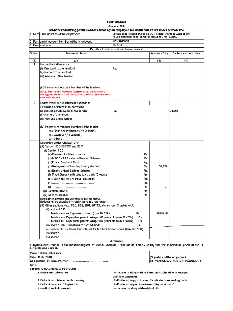 Form-No 12B | PDF | Loans | Interest