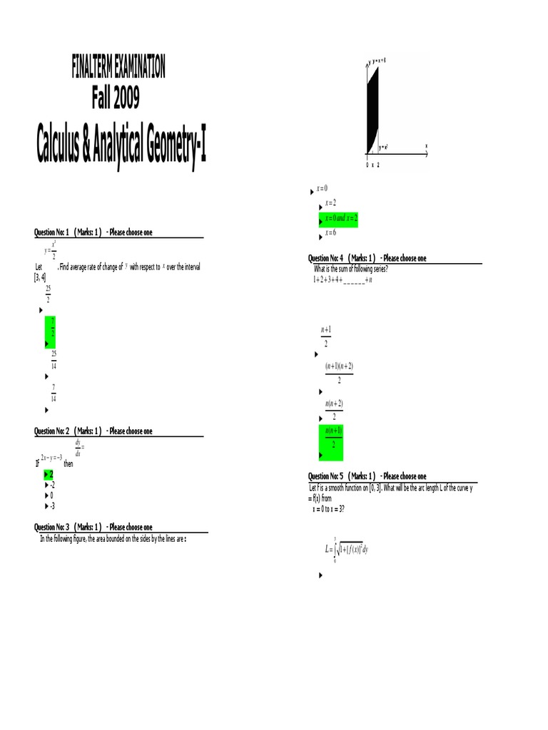 MTH101 Final Term Solved Papers PDF | PDF