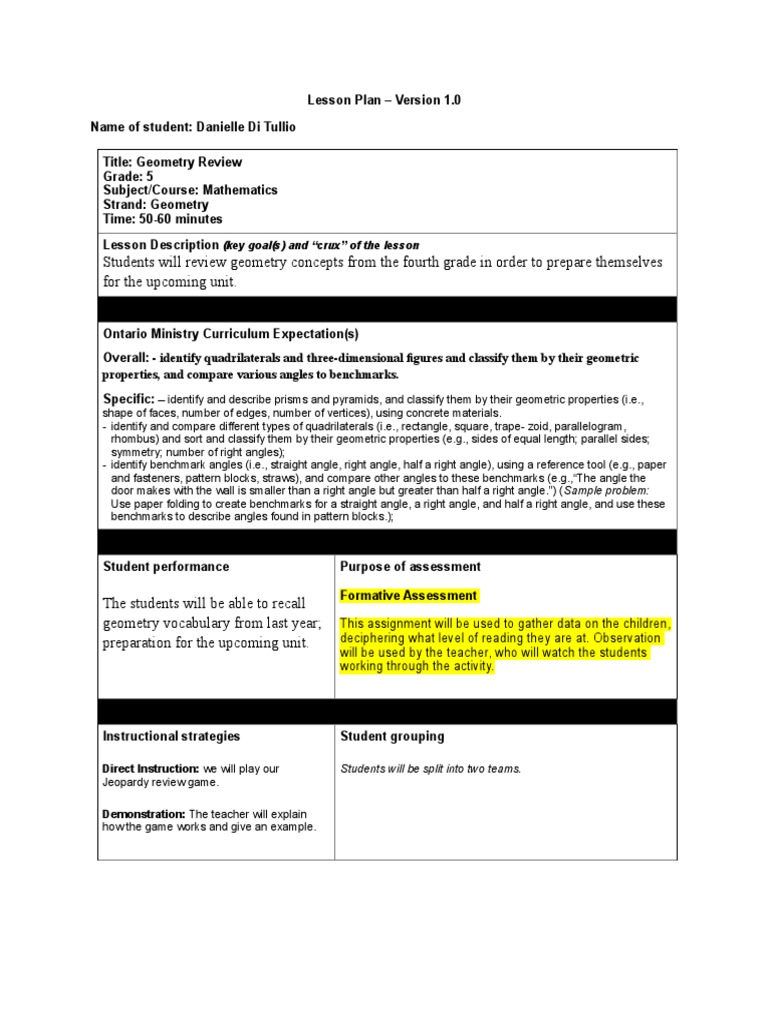 4th Grade Geometry Jeopardy Review | PDF | Psychological Concepts ...