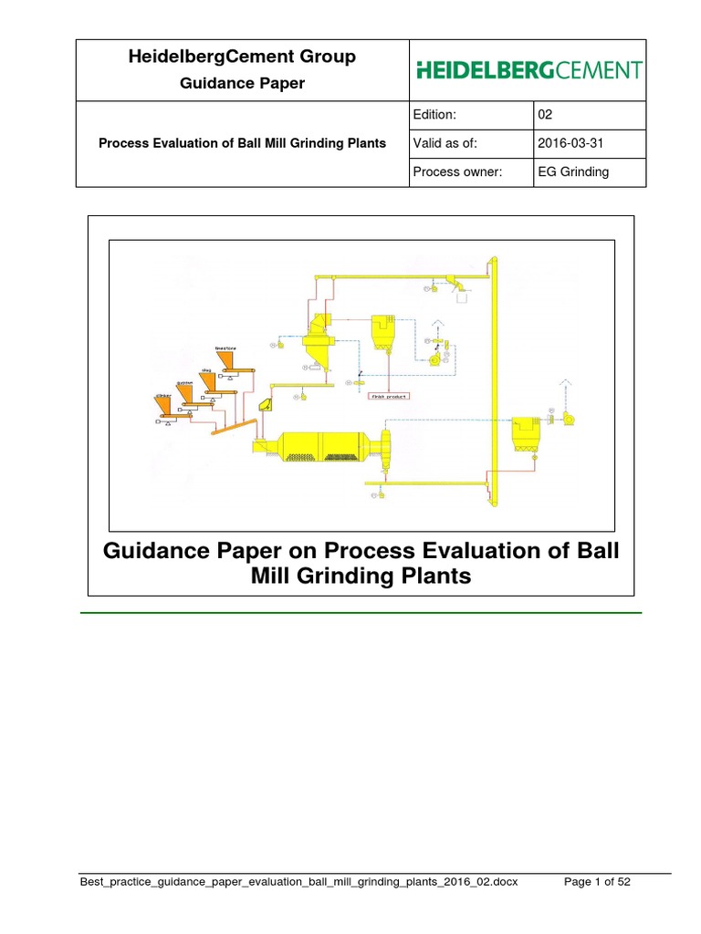 Guidance Paper On Process Evaluation of Ball Mill Grinding Plants | PDF ...