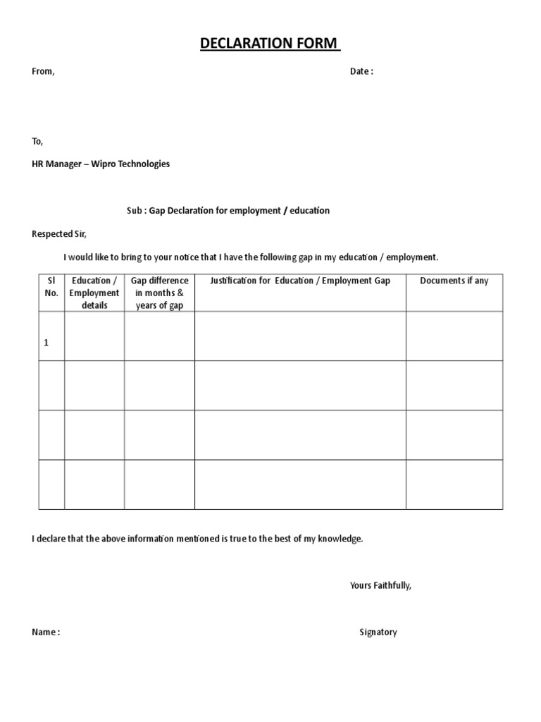 New Gap Declaration | PDF