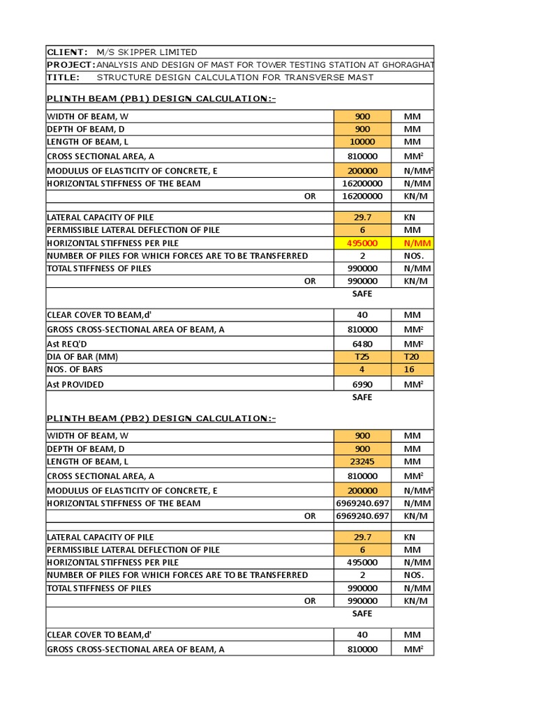 Plinth Beam Design Calculation | PDF | Beam (Structure) | Stiffness