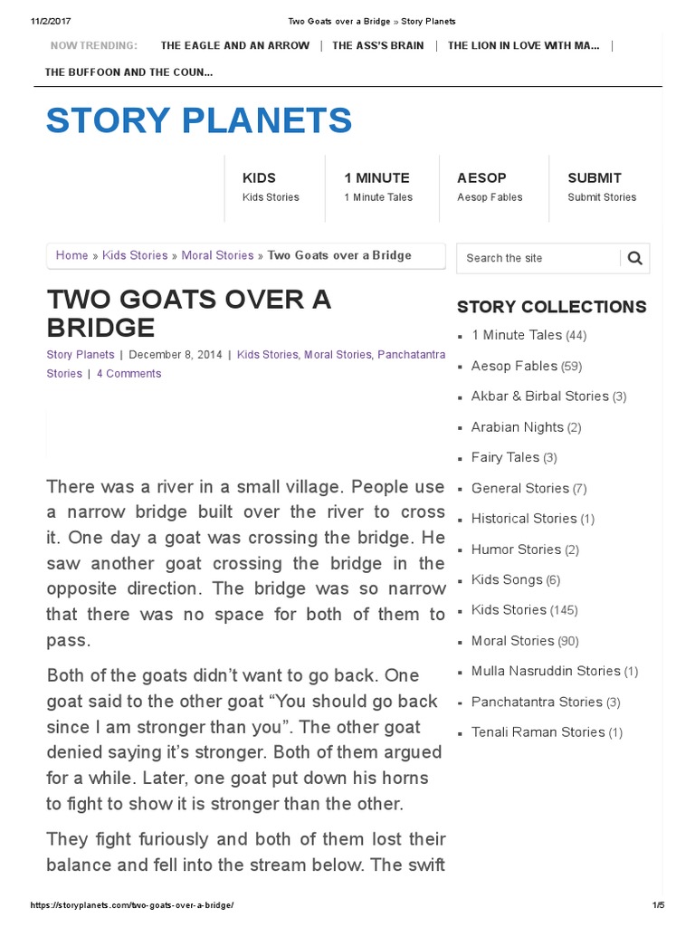 Two Goats Over A Bridge Story Planets PDF | PDF | Traditional Stories