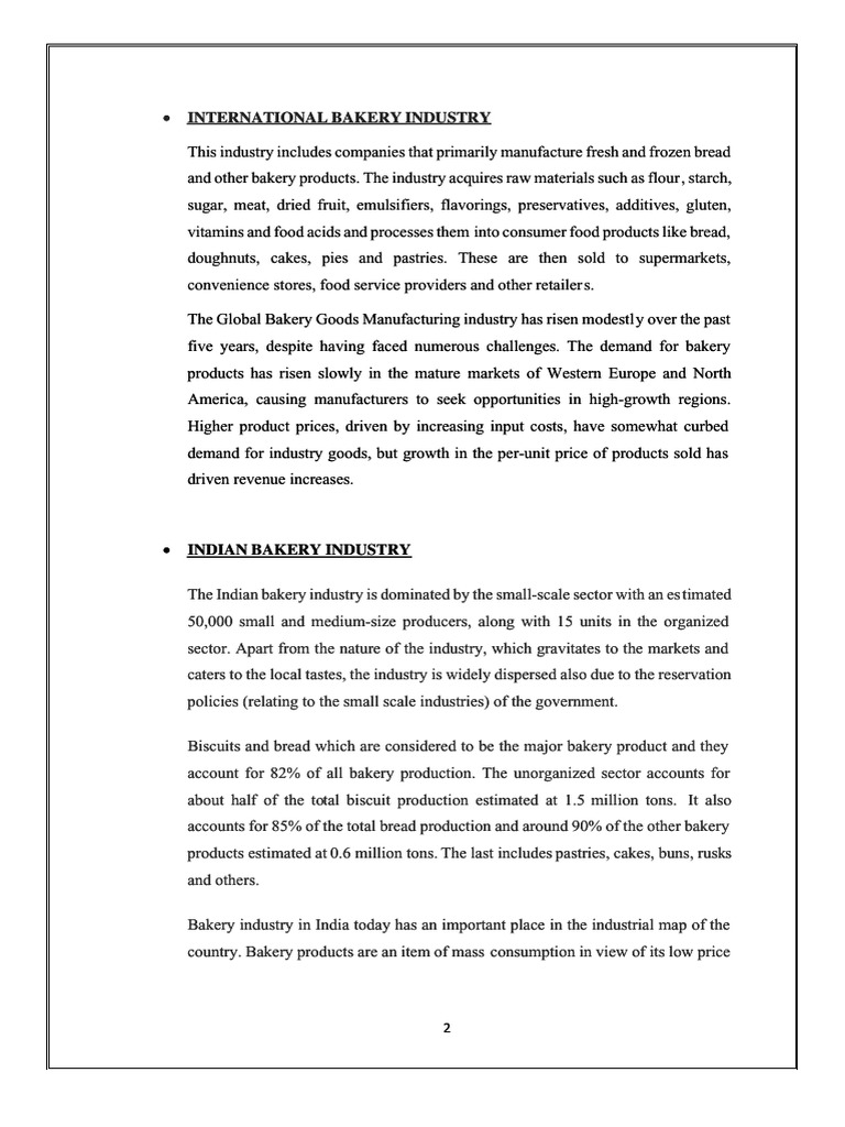Global & Indian Bakery Industry Overview | PDF | Bakery | Workers ...