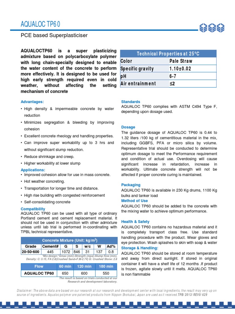 Tds Aqualoc Tp60 | PDF | Concrete | Building Engineering