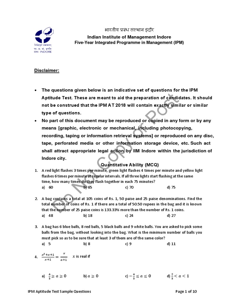 IPM Sample Paper-AT PDF | PDF | Function (Mathematics) | Area