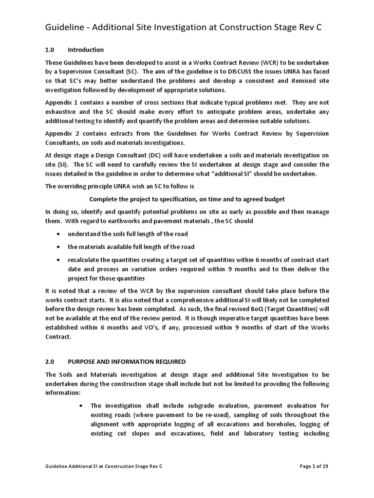 Additional Site Investigation Guidelines | PDF | Road | Topsoil