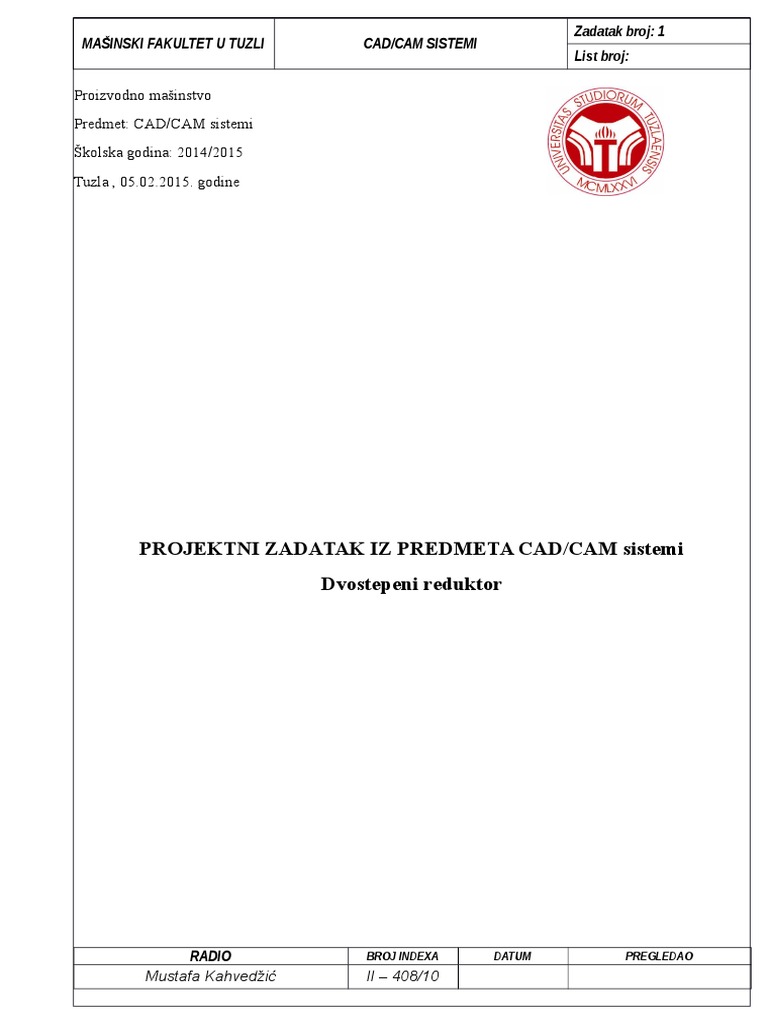 Reduktor-Proracun PDF | PDF