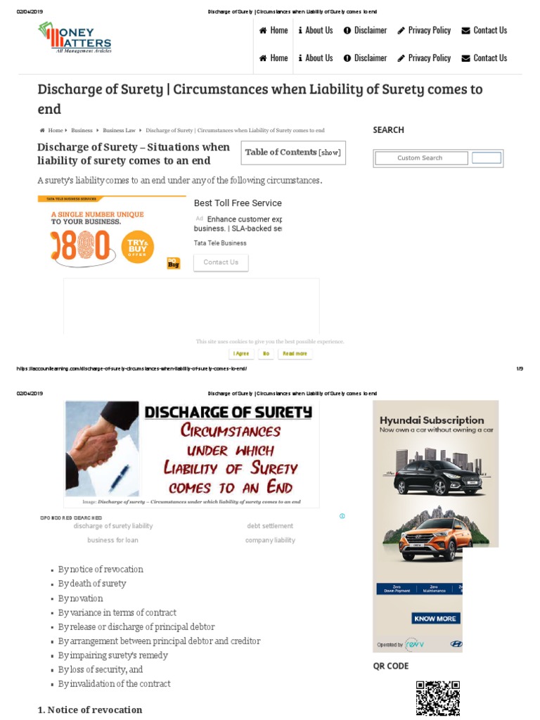 Discharge of Surety | PDF | Guarantee | Contract Law