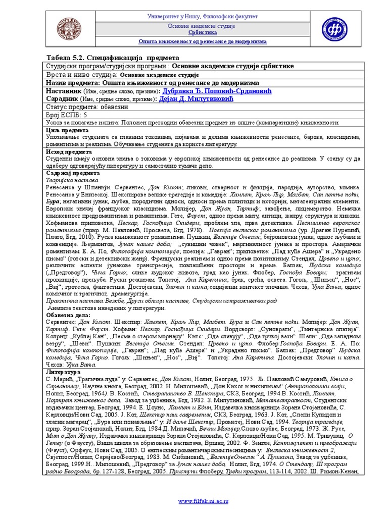 Opsta knjizevnost od renesanse do modernizma.doc