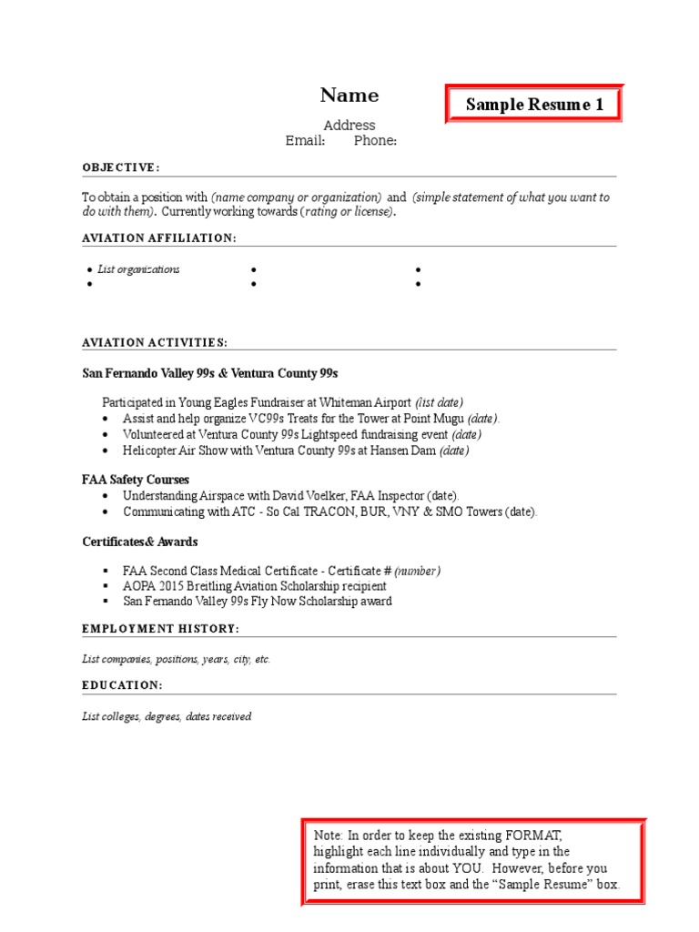 Aviation Resume Template Guide | PDF | Career & Growth