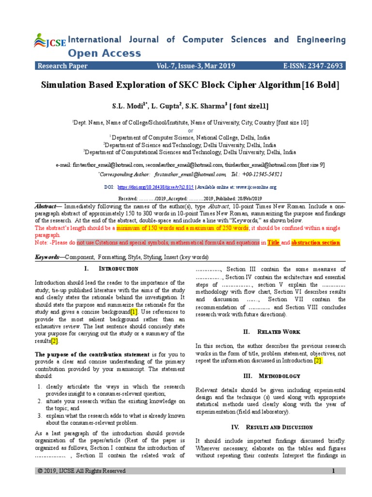 2 IJCSE Template | PDF | Typefaces | Abstract (Summary)