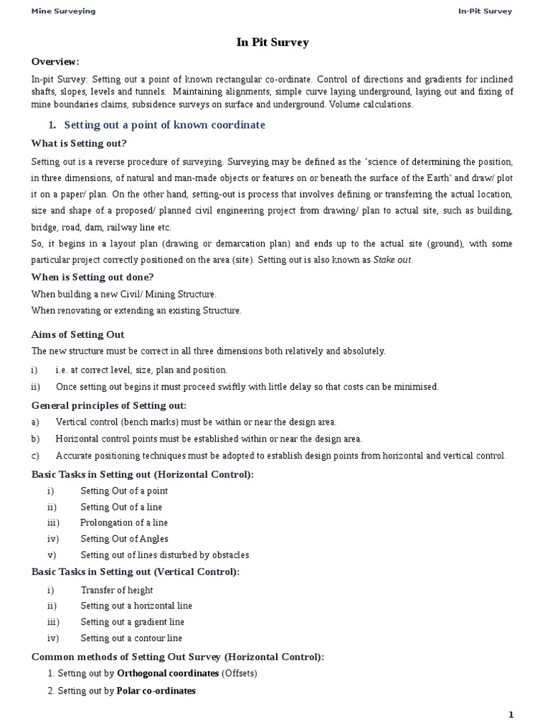 in Pit Survey | PDF | Surveying | Slope