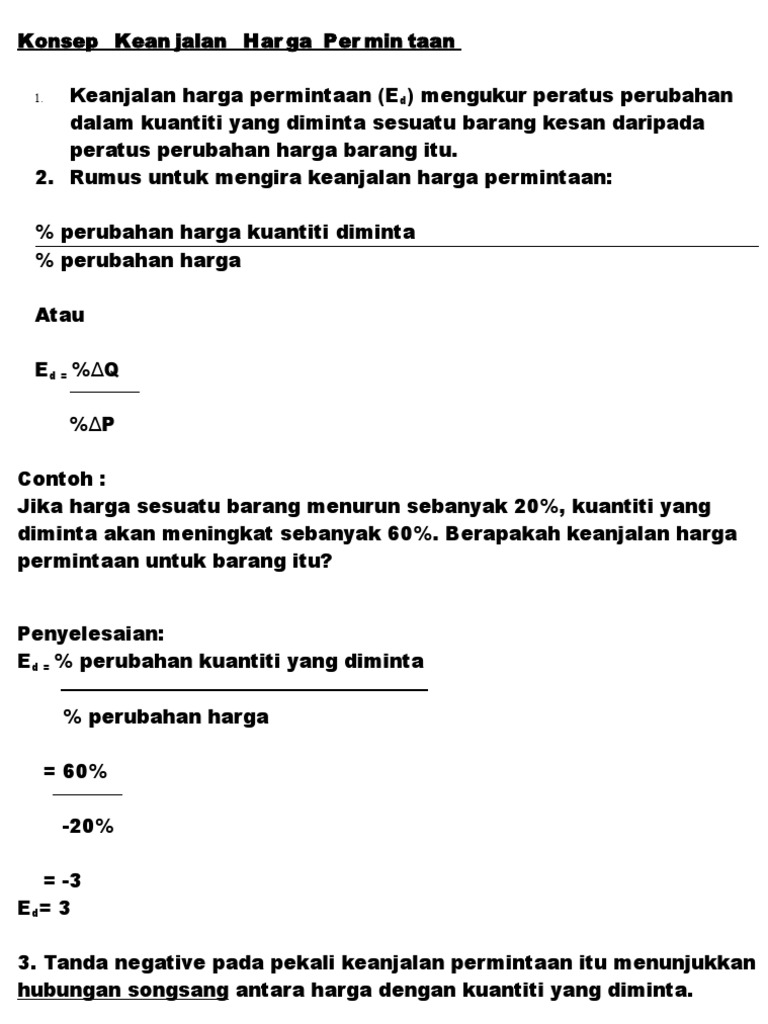 Konsep Keanjalan Harga Permintaan | PDF