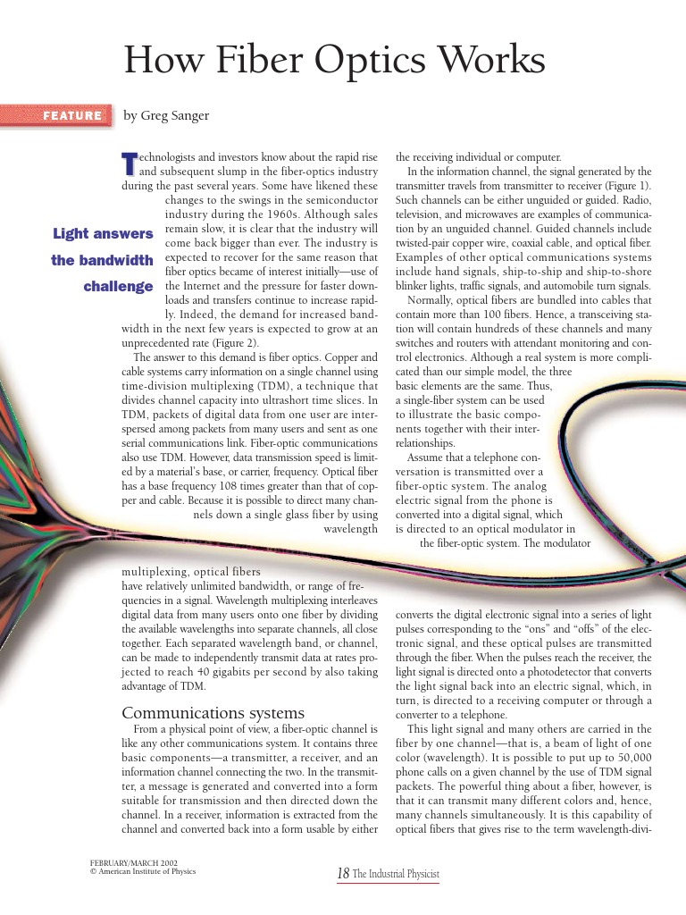 How Fiber Optics Works | PDF | Optical Fiber | Wavelength Division ...