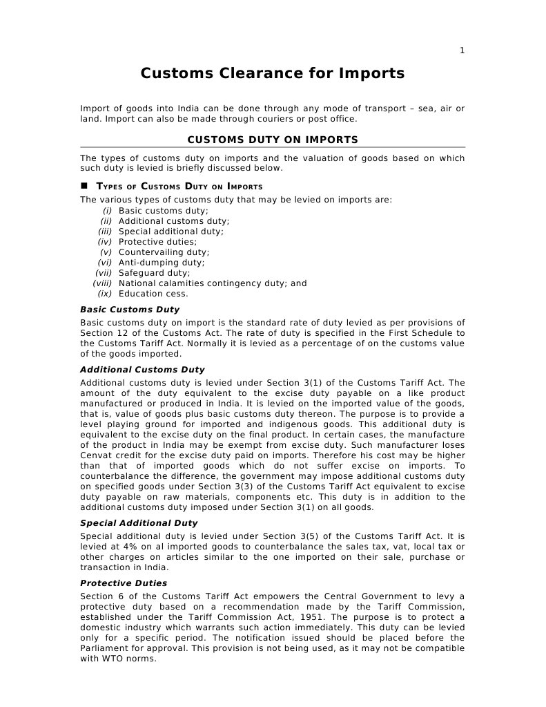 Customs Clearance For Imports | PDF | Customs | Dumping (Pricing Policy)