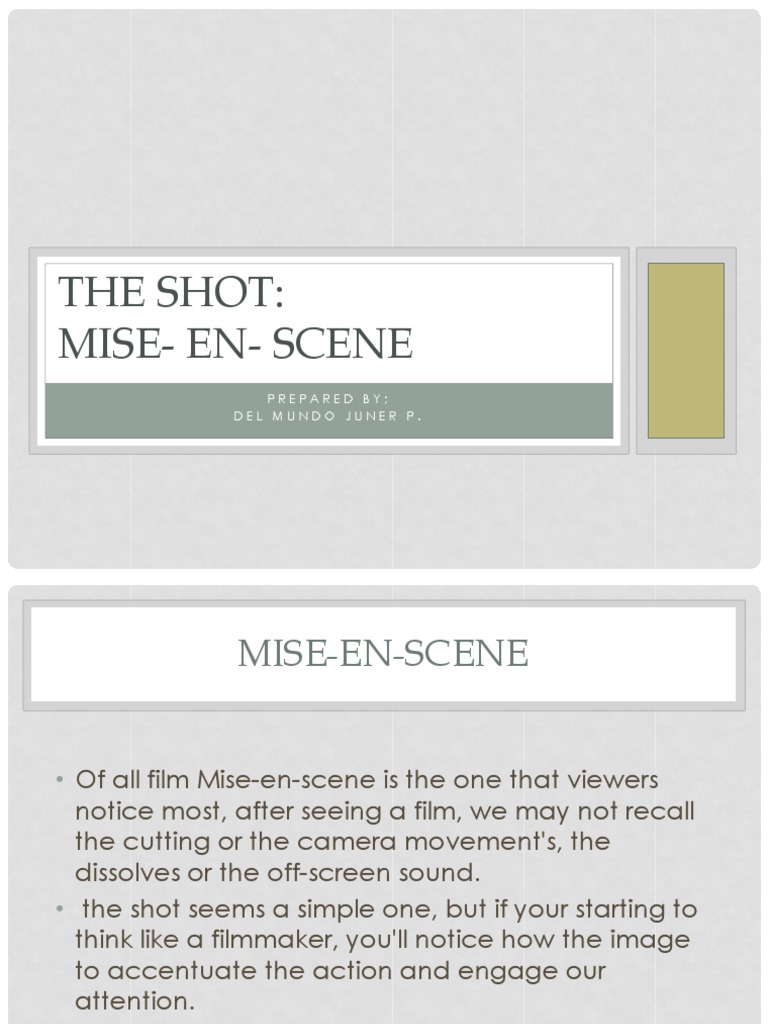 Mise en Scene | PDF | Cinematography | Filmmaking