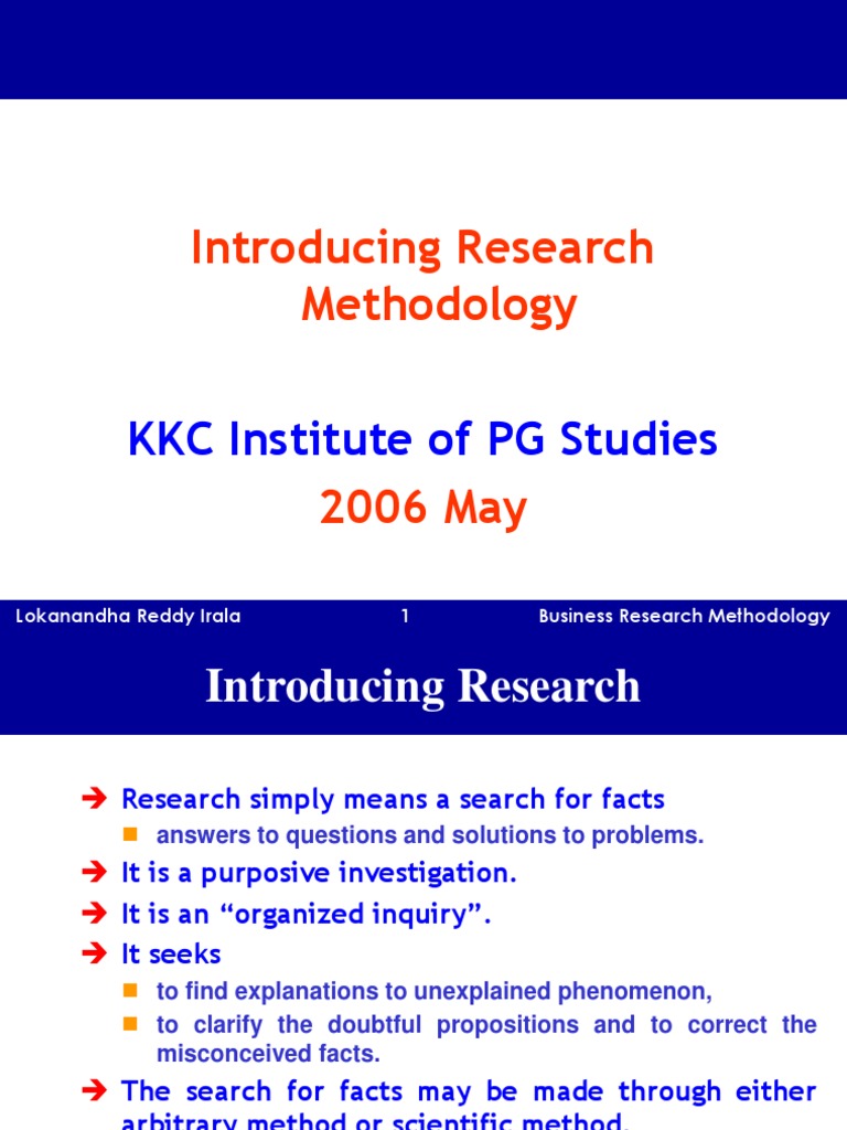 Introducing Research Methodology: KKC Institute of PG Studies | PDF | Scientific Method | Theory