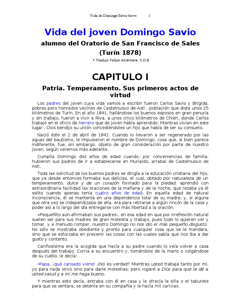 Domingo Savio Titulos Colores Breve | Descargar gratis PDF | eucaristía ...