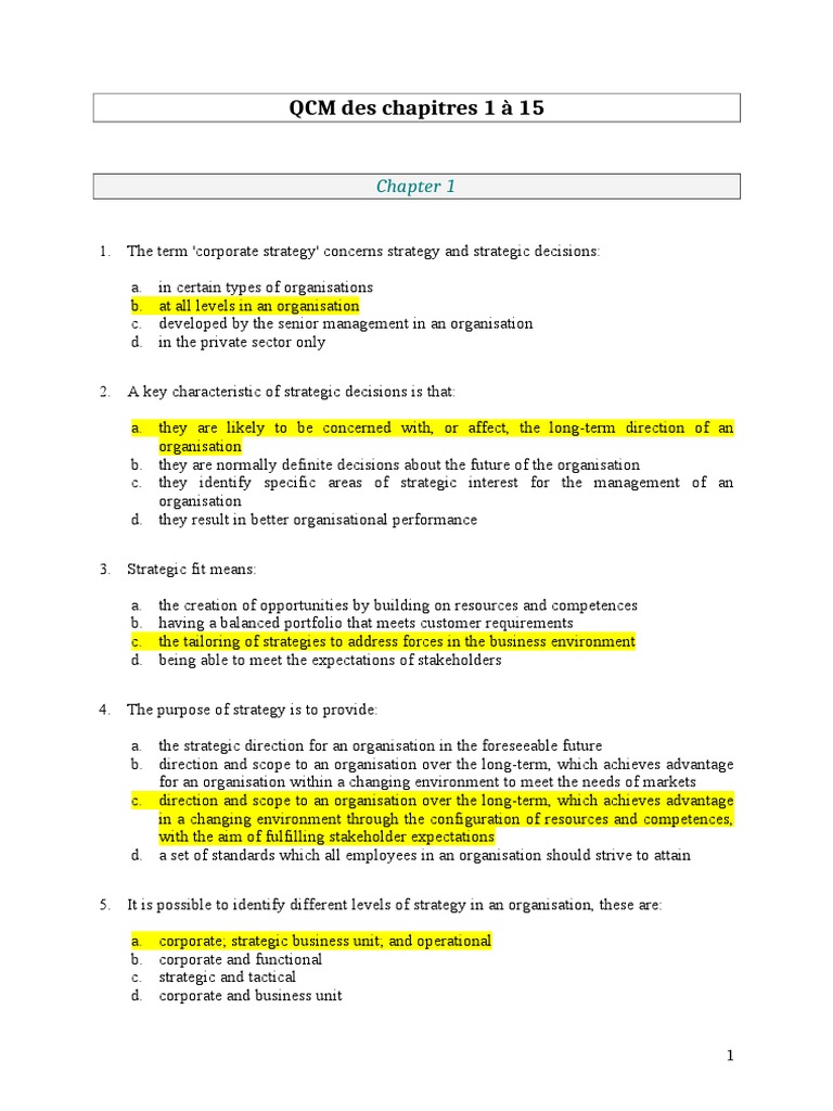 QCM Corporate Strategy 2 | PDF | Strategic Management | Corporate ...