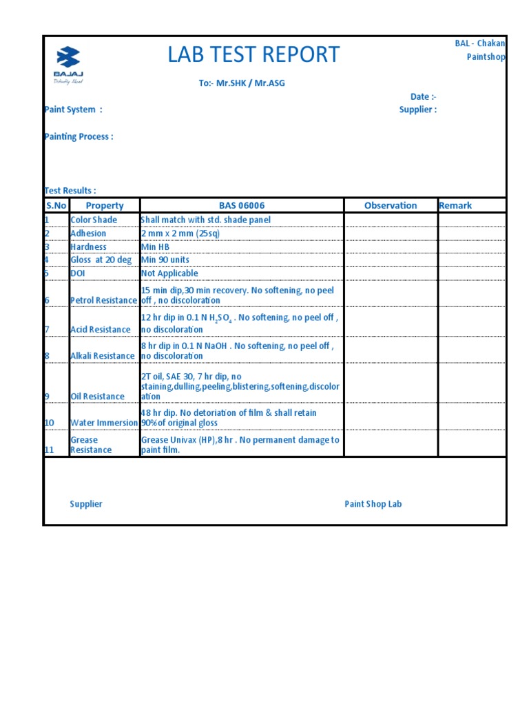 Paint Test Report Summary | PDF | Industrial Processes | Chemical Compounds