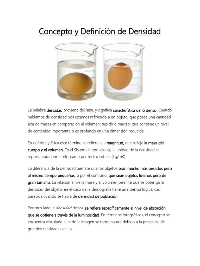 Concepto y Definición de Densidad | PDF