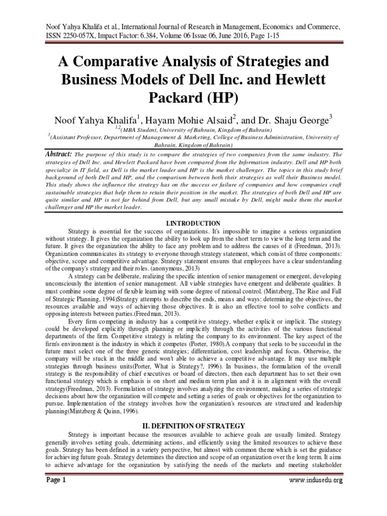 A Comparative Analysis of Strategies and | PDF | Hewlett Packard | Strategic Management